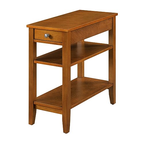 American Heritage 3-Tier End Table with Drawer  One Size  Brown