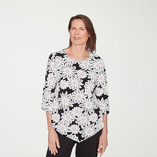 Click here for Alfred Dunner Classics Womens Crew Neck 3/4 Sleeve... prices
