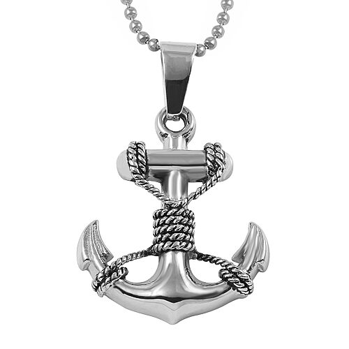Click here for Mens Stainless Steel Anchor Pendant Necklace  One... prices