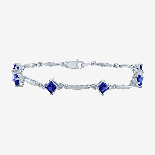 Click here for Womens Diamond Accent Lab Created Blue Sapphire St... prices