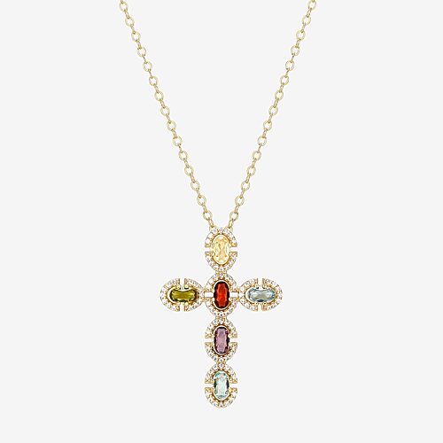 Click here for Womens Genuine Multi Color 18K Gold Over Silver Cr... prices