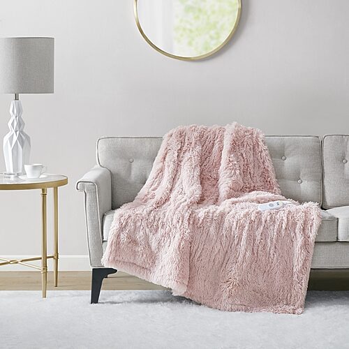 Click here for Serta Leena Shaggy Faux Fur Heated Throw  One Size... prices