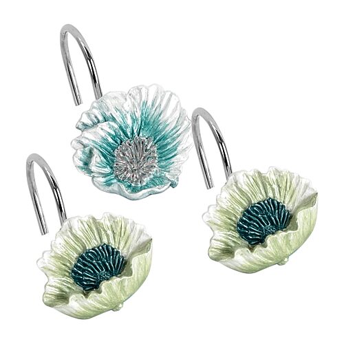 Popular Bath Poppy Fields Shower Curtain Hooks  One Size  Blue
