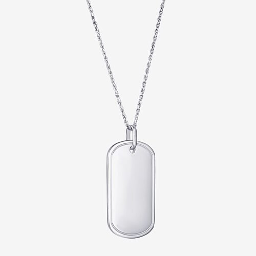 Click here for Mens Sterling Silver Dog Tag 24 Inch Pendant Neckl... prices