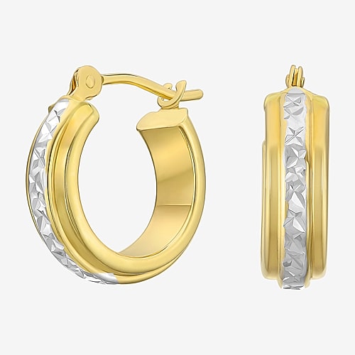 Click here for Womens 14K Two Tone Gold 12.5mm Hoop Earrings  One... prices