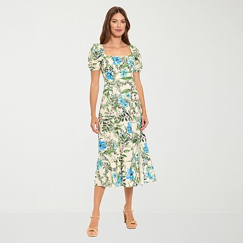 Click here for Clover And Sloane Womens Midi Square Neck Short Sl... prices