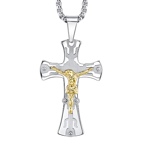 Click here for Mens Two-Tone Stainless Steel Crucifix Cross Penda... prices