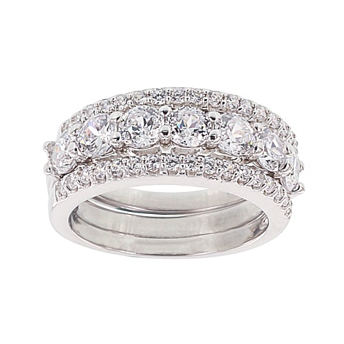Click here for Diamonart Cubic Zirconia Sterling Silver Round Sta... prices