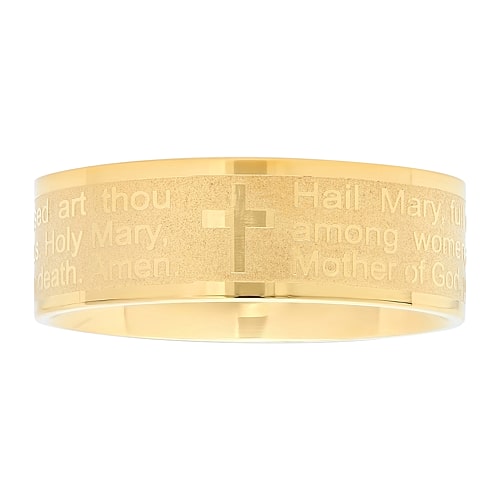 Click here for Steeltime Hail Mary Prayer Mens 6MM 18K Gold Over... prices