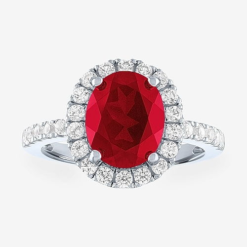 Click here for Womens Lab Created Red Ruby Sterling Silver Halo C... prices