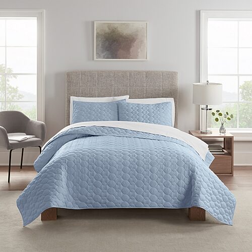 Click here for Serta Solid Quilt Set  One Size  Blue prices