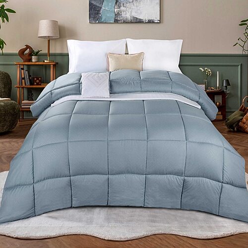 Superior Monochrome Basketweave Plush Microfiber Down Alternative Comforter  Twin Xl - Smoke Blue