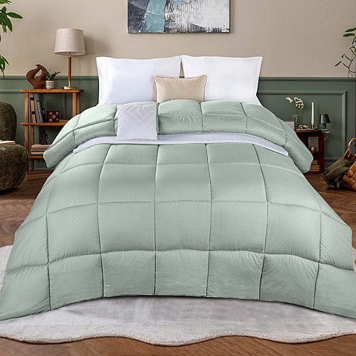 Superior Monochrome Basketweave Plush Microfiber Down Alternative Comforter  Twin Xl - Jade