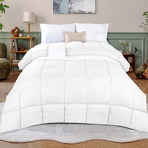 Superior Monochrome Basketweave Plush Microfiber Down Alternative Comforter  Twin Xl - White