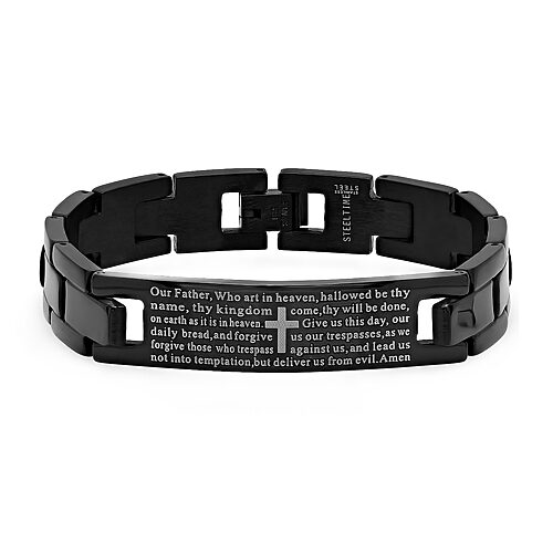 Click here for Steeltime LordS Prayer Black Ion Plated Mens Stain... prices