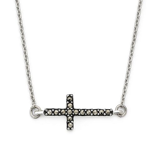 Click here for Marcasite Sideways Cross Pendant Sterling Silver N... prices