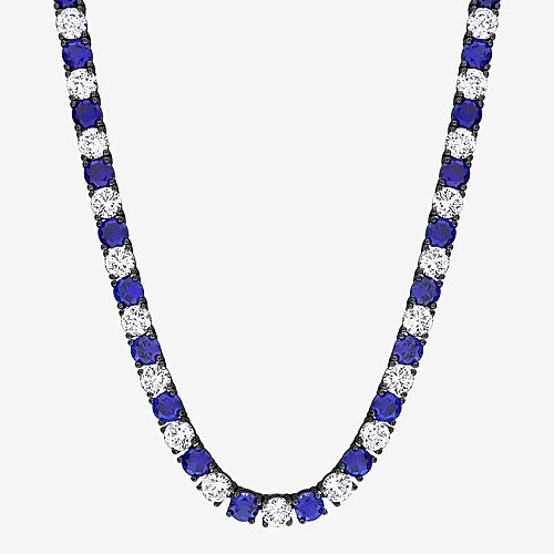 Click here for Mens Lab Created Blue & White Sapphire Sterling Si... prices