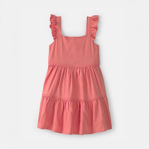 Carters Girls Toddler 2T-5T Ruffle-Sleeve Tiered Dress - Orange