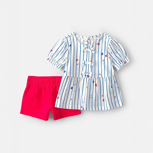 Click here for Toddler Girl Carters(R) Berry & Pinstripe Top & Sh... prices