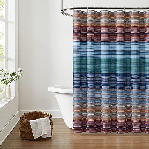 Click here for Brooklyn Loom Met Yarn Dye Stripe Shower Curtain... prices