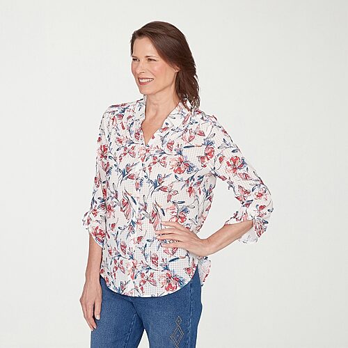Click here for Alfred Dunner Austin Womens 3/4 Sleeve Blouse  Pet... prices