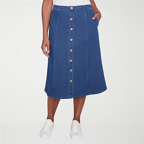 Click here for Alfred Dunner Classics Womens High Low Denim Skirt... prices