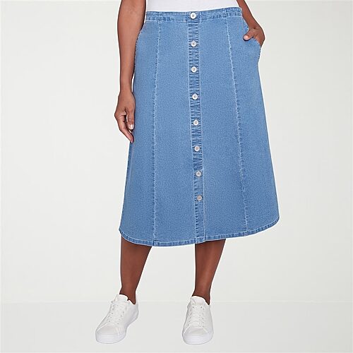 Click here for Alfred Dunner Classics Womens High Low Denim Skirt... prices