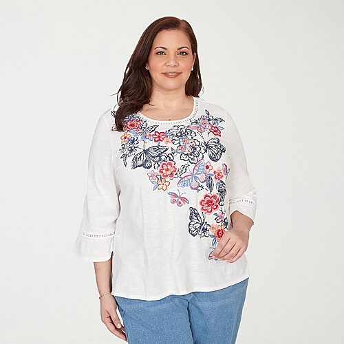 Click here for Alfred Dunner Austin Womens Plus Round Neck 3/4 Sl... prices