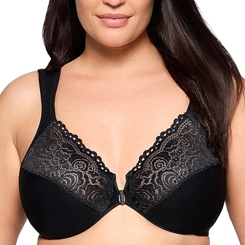 Glamorise Plus Size WonderWire Front-Closure Underwire Bra - Black