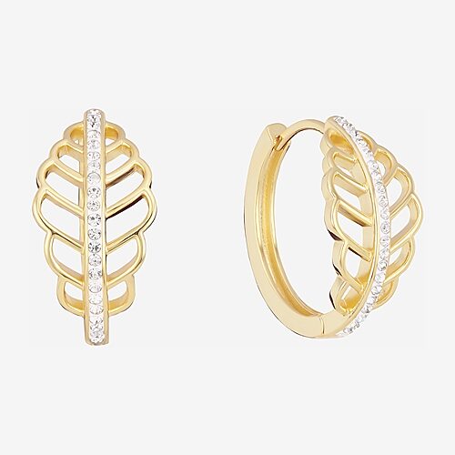 Click here for Sparkle Allure Leaf Womens Crystal 14K Gold Over B... prices