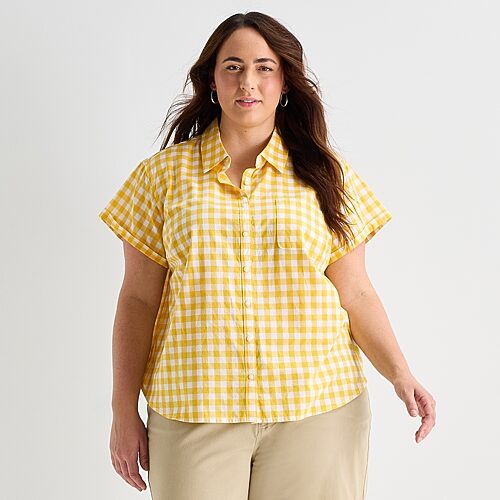 Click here for St. Johns Bay Womens Plus Roll Short Sleeve Regula... prices