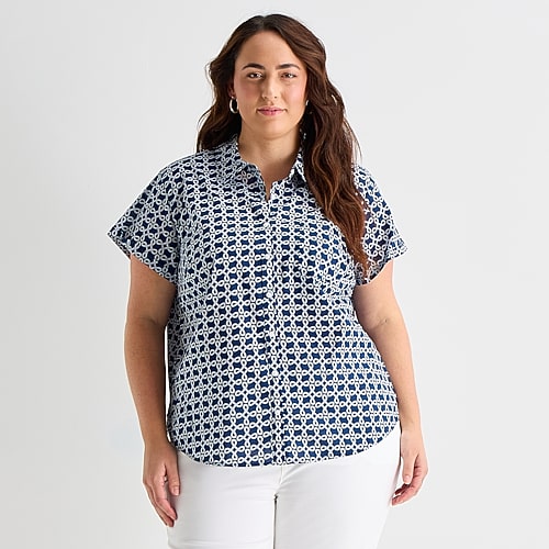 Click here for St. Johns Bay Womens Plus Roll Short Sleeve Regula... prices