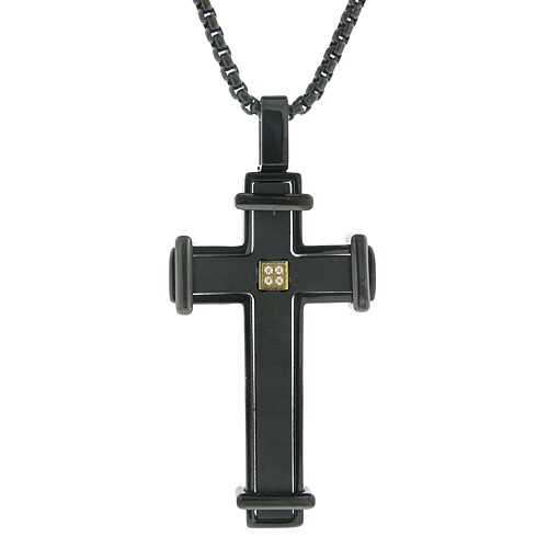 Click here for Mens Cubic Zirconia Stainless Steel Cross 24 Inch... prices