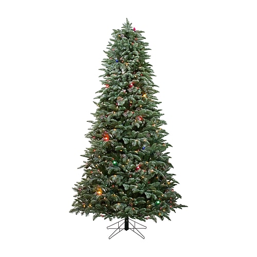 Northlight Medium Frosted Dunton Spruce Artificial Multi-Color Lights 6 1/2 Foot Pre-Lit Christmas Tree  One Size  Green