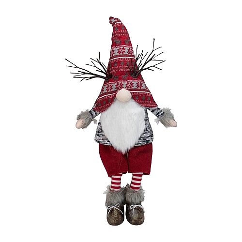 Click here for Northlight 30in Red And Gray Fair Isle Sitting Chr... prices