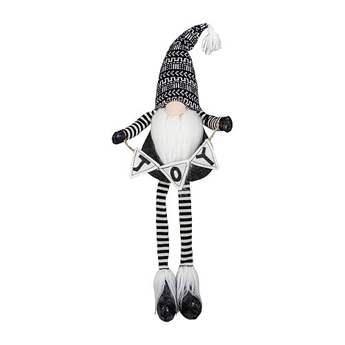 Northlight 30-Inch Black And White Injoyin Plush Tabletop Christmas Decoration Christmas Gnome  One Size  Black