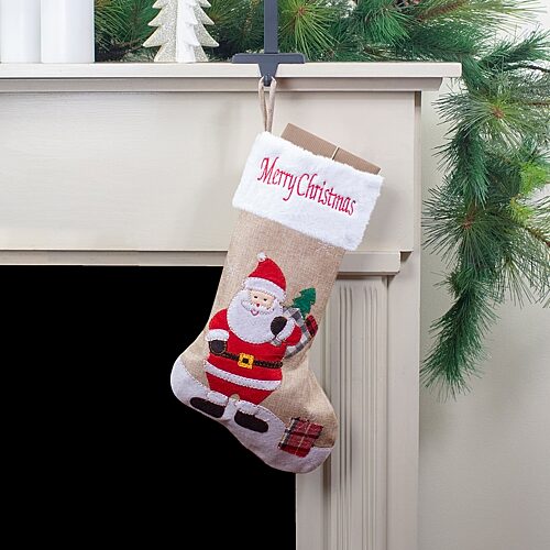 Click here for Northlight 19in Beige And Red Burlap Santa Christm... prices