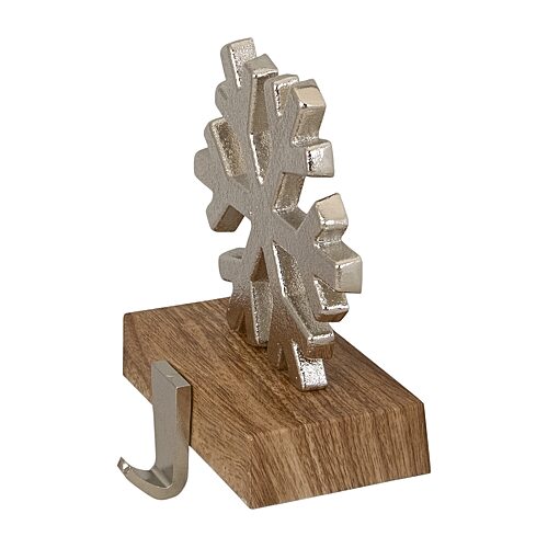 Click here for Northlight 6.25in Silver Snowflake With Wood Finis... prices