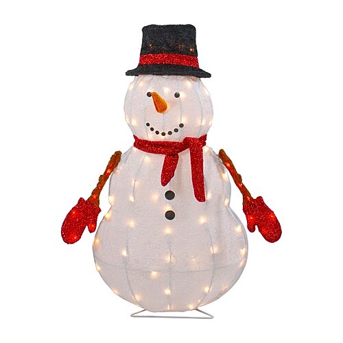 Click here for Northlight 32in Lighted 3d Chenille Snowman In Top... prices
