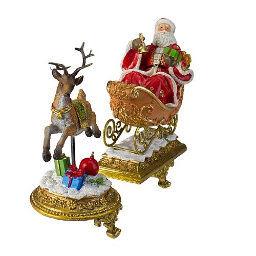 Click here for Northlight Gold Santa And Reindeer Glittered 9.5in... prices