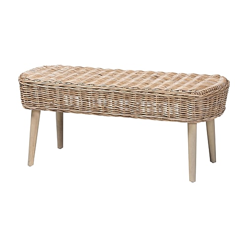 Click here for Raisa Rattan Bench  One Size  Gray prices
