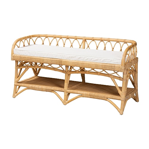 Click here for Leryn Rattan Bench  One Size  White prices