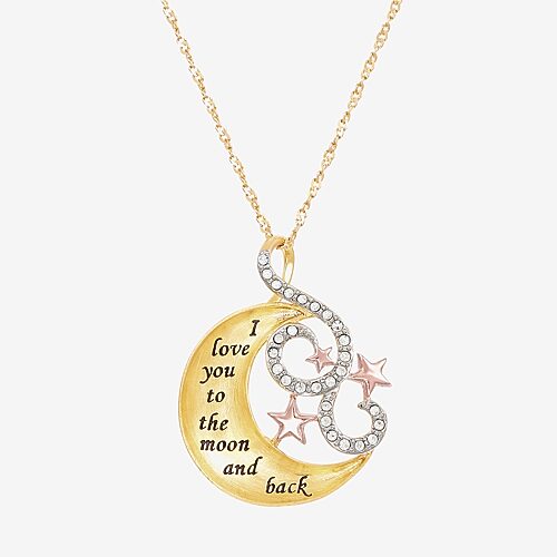 Click here for I Love You Womens Crystal 18K Gold Over Silver Moo... prices