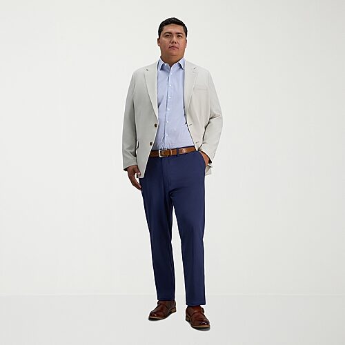 Haggar Sport Travel Performance Mens Straight Fit Big and Tall Flat Front Pant  48 30  Blue