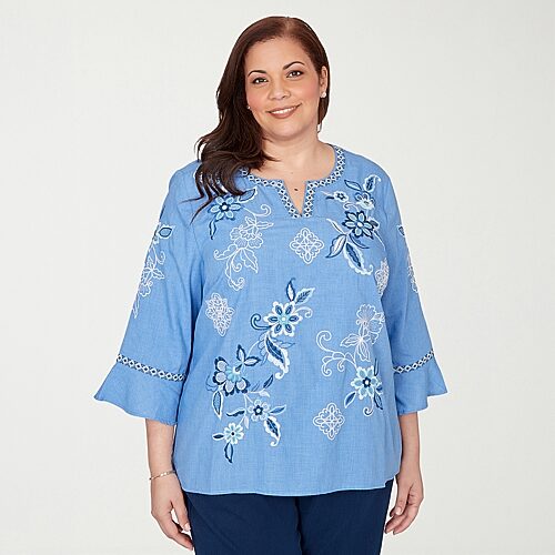 Click here for Alfred Dunner Mykonos Womens Plus Split Crew Neck... prices