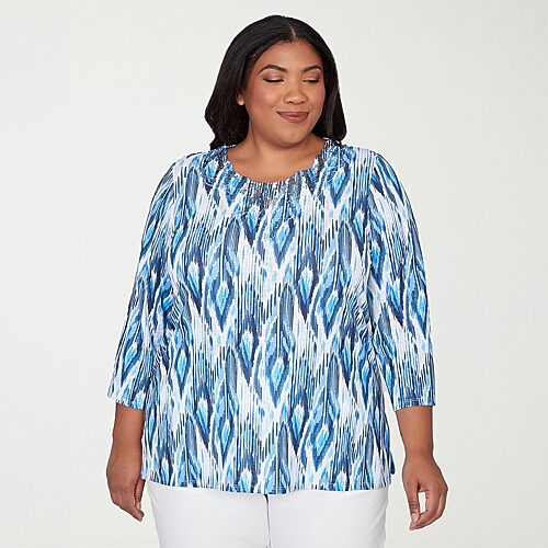 Click here for Alfred Dunner Mykonos Womens Plus Round Neck 3/4 S... prices