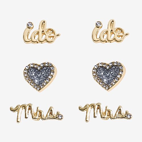 Click here for Mixit Bridal Stud Womens Heart 3 Pair Earring Set... prices