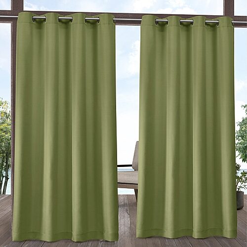 Exclusive Home Curtains Solid Grommet Top Light-Filtering Set of 2 Outdoor Curtain Panel  One Size  Green