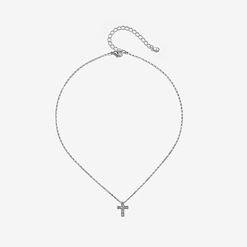 Click here for Bijoux Bar Delicates Silver Tone Womens Glass Cros... prices