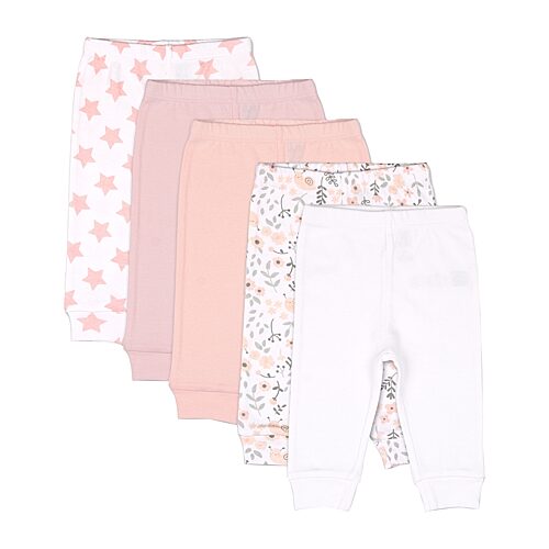 The Peanutshell Baby Girls Tapered Regular Fit Pull-On Pant  Newborn  Pink